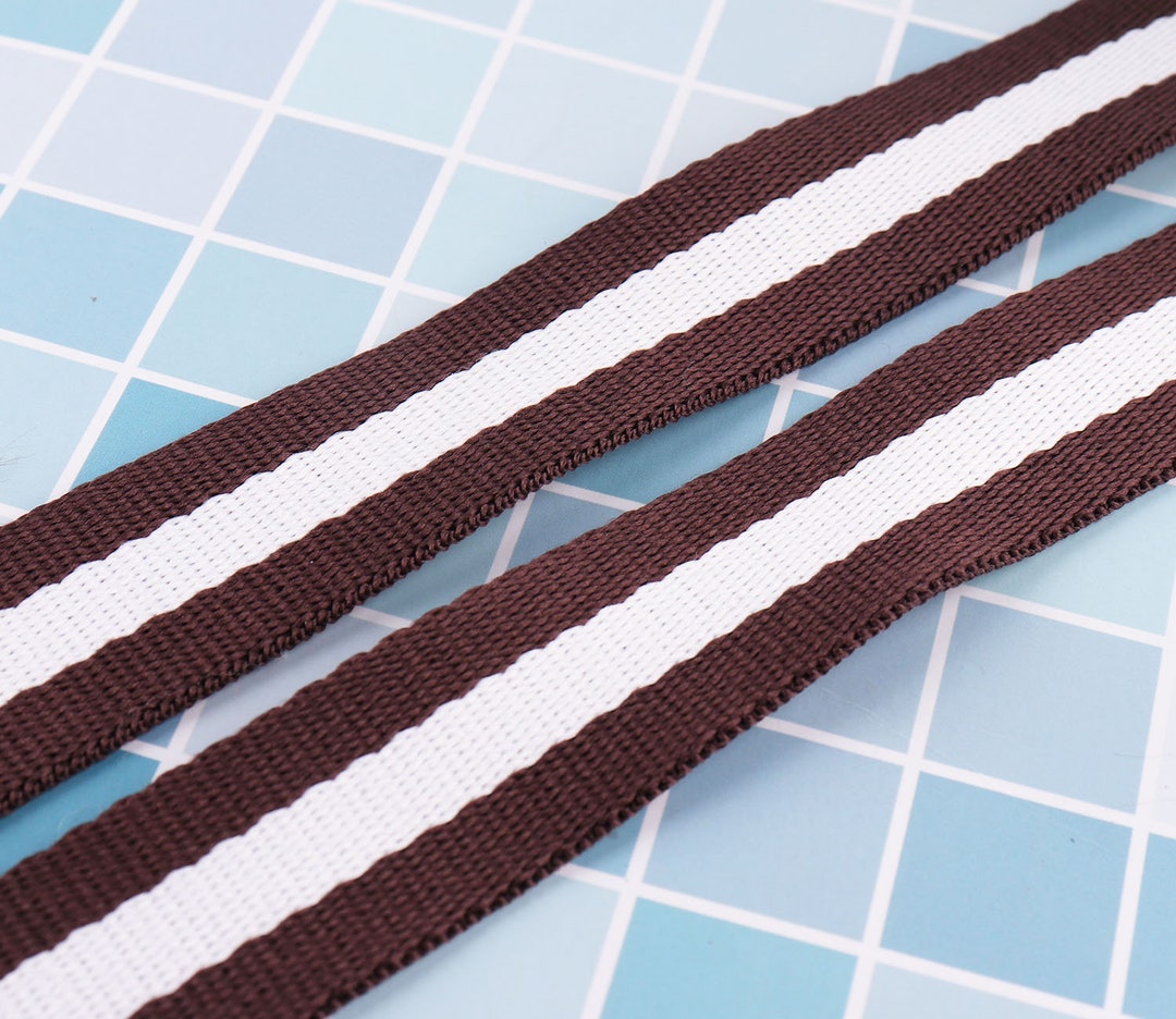 Webbing,1" Stripe Cotton Ribbon ,soft Webbing in Brown,white Stripes ...