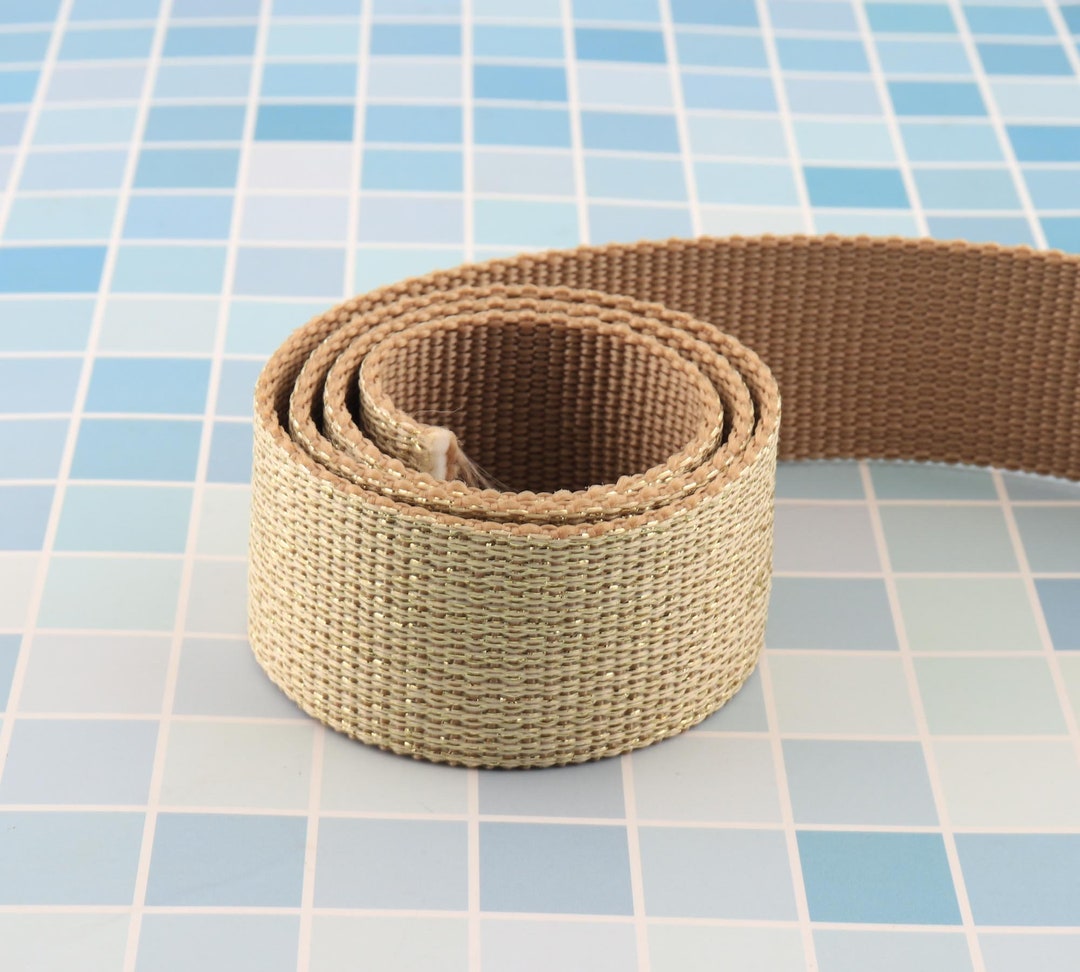38mm Wide 1 1/2" Gold Color Webbing Cotton Canvas Webbings for Bag Belt ...