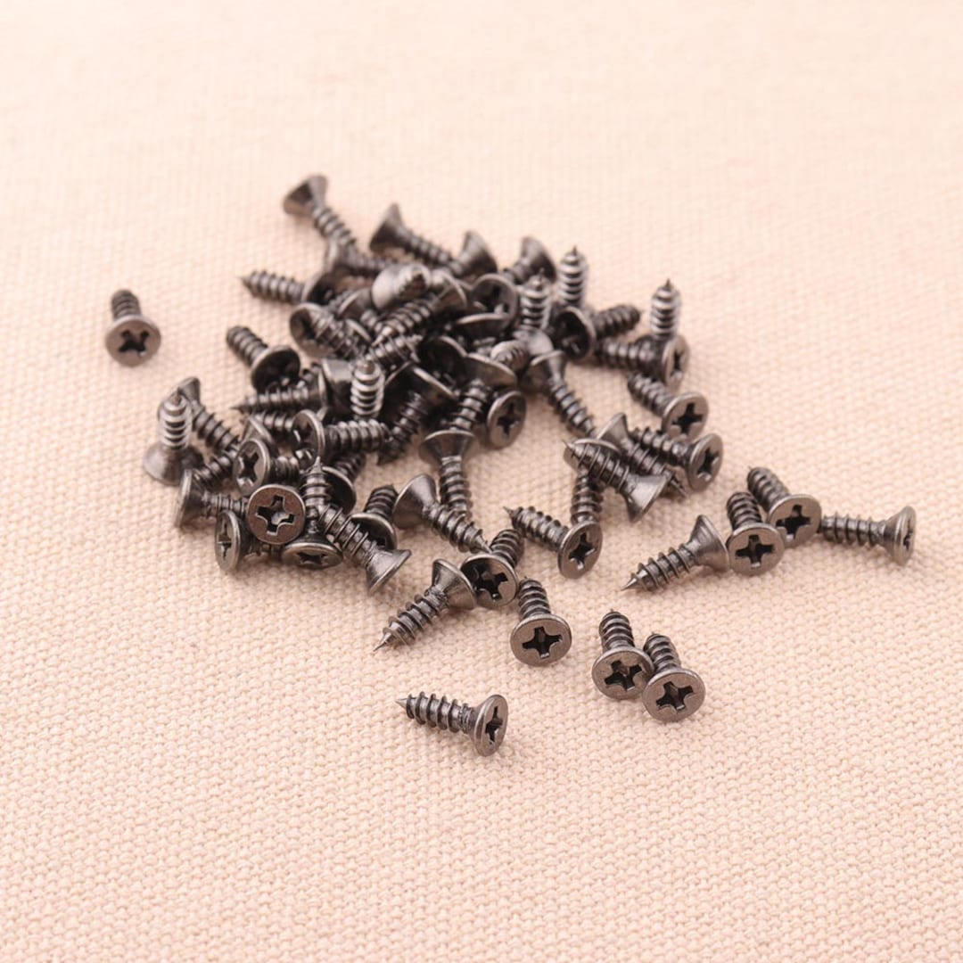 100pcs Screws Black Iron Small Wood Screw Metal Rustic Fastener Hinge ...