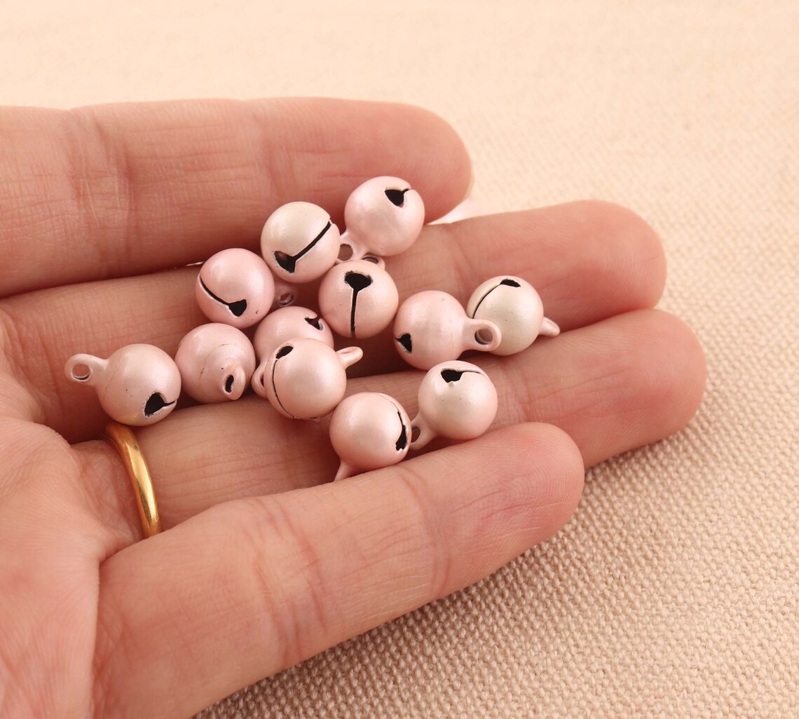 100pcs Pink Color Small Bell Jingle Bell 8mm Metal Loose Beads ...