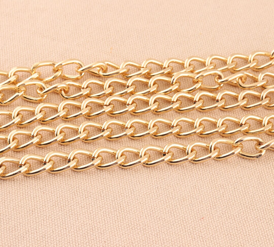 1.5m Light Gold Color Chain Link 14*10mm Metal Charm for Bag Garment ...