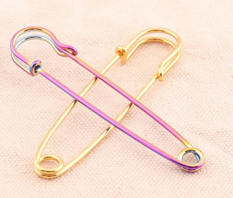 Rainbow Safety Pins 75mm Large Safety Pin Giant Safety Pins Giant Gold ...