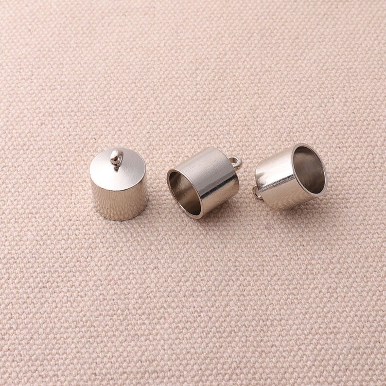 12pcs Cord End Caps Silver Tubes Cord Loops Perfect for 9mm - Etsy