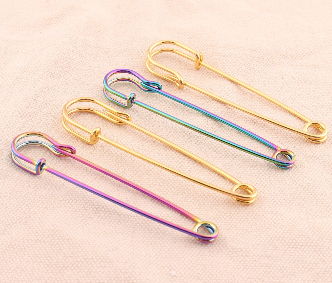 10pcs Beautiful Design Safety Pins 75mm Rainbow and Gold - Etsy