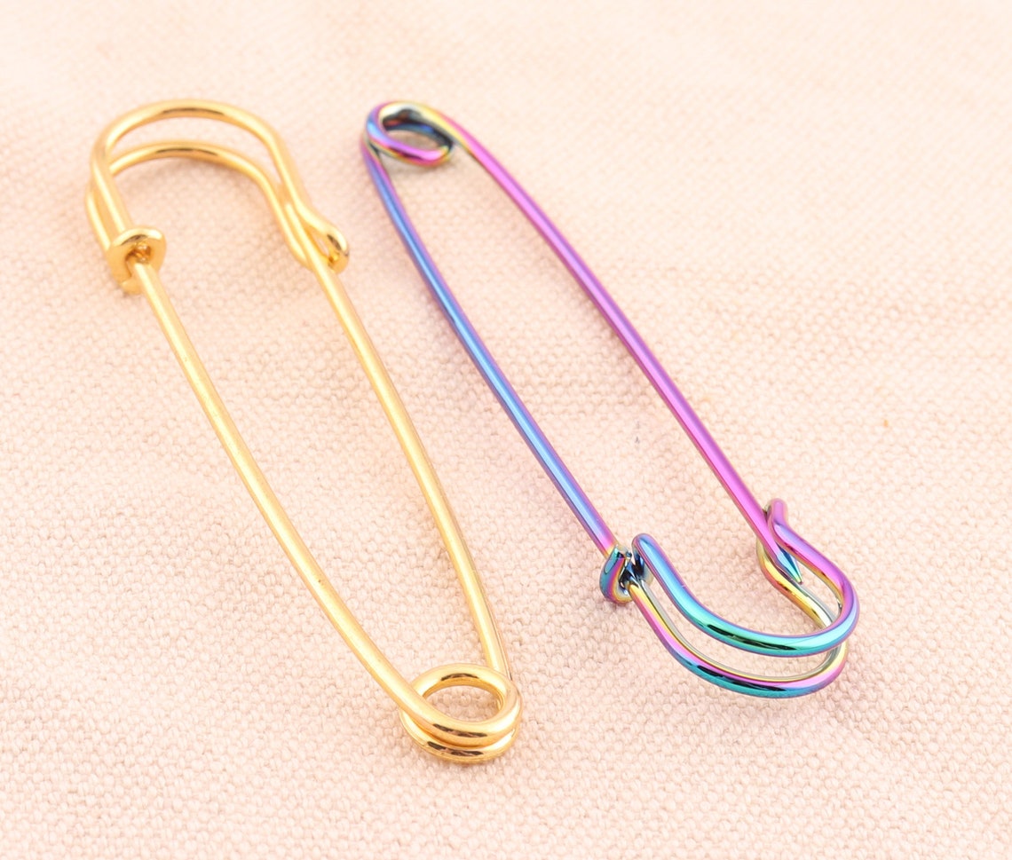 10pcs Beautiful Design Safety Pins 75mm Rainbow and Gold - Etsy