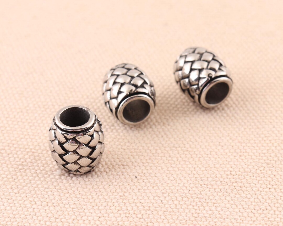 Stainless Steel Beads 6mm Holes Metal Charm Bead Spacer Beads Bracelet ...