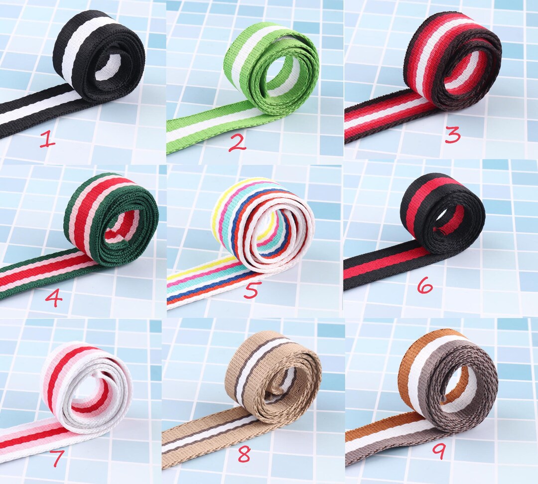25mm 1inch Striped Webbing Nylon Colorful Key Fob Webbing Woven Ribbon ...