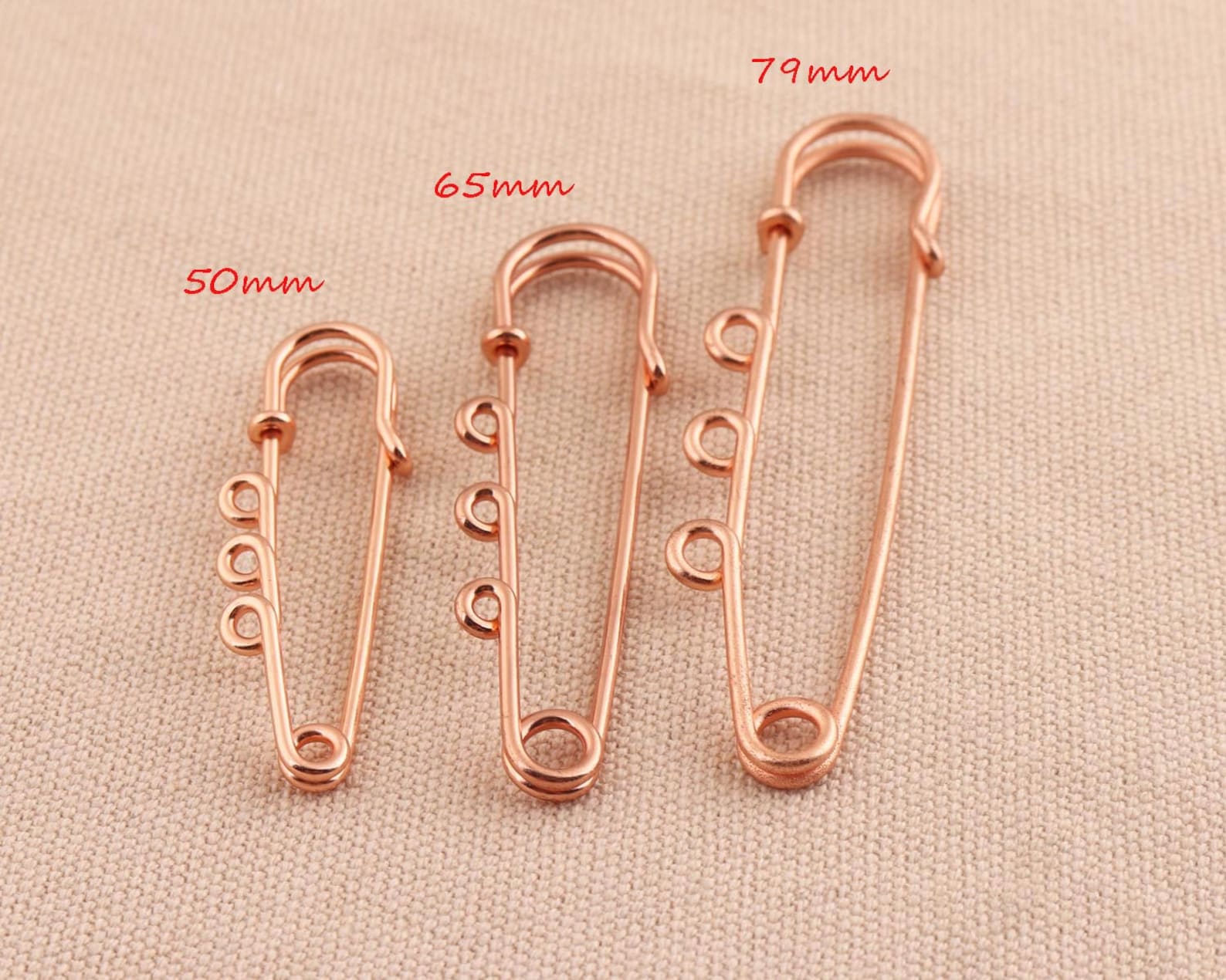 6pcs 50mm/65mm/79mm Rose Gold Color Kilt Pin With Loops Safety Pin ...