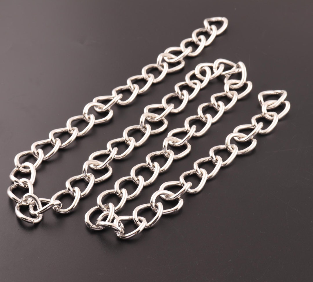 21*16mm Stainless Steel Chain Metal Large Size Charm Necklace Silver ...