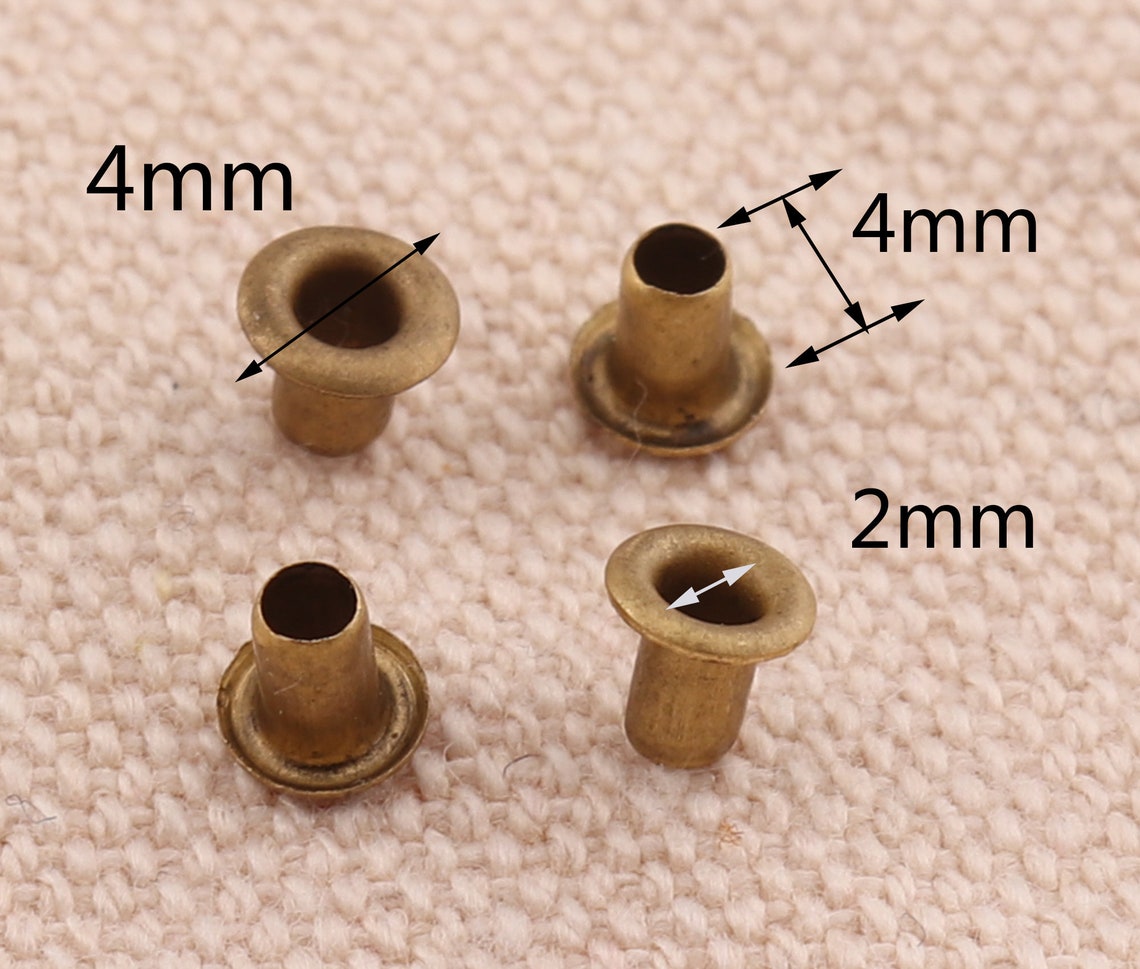 200pcs Mini 2 Mm Hole Metal Grommets Eyeletsbronze Solid - Etsy