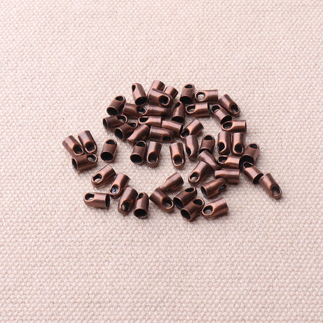 200pcs Cord End Caps Red Copper Tubes Cord Loops Perfect for 2mm Cords ...