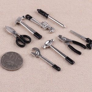 Dollhouse Miniature Tool Box and Tools,mini Tools Set of 8 for ...