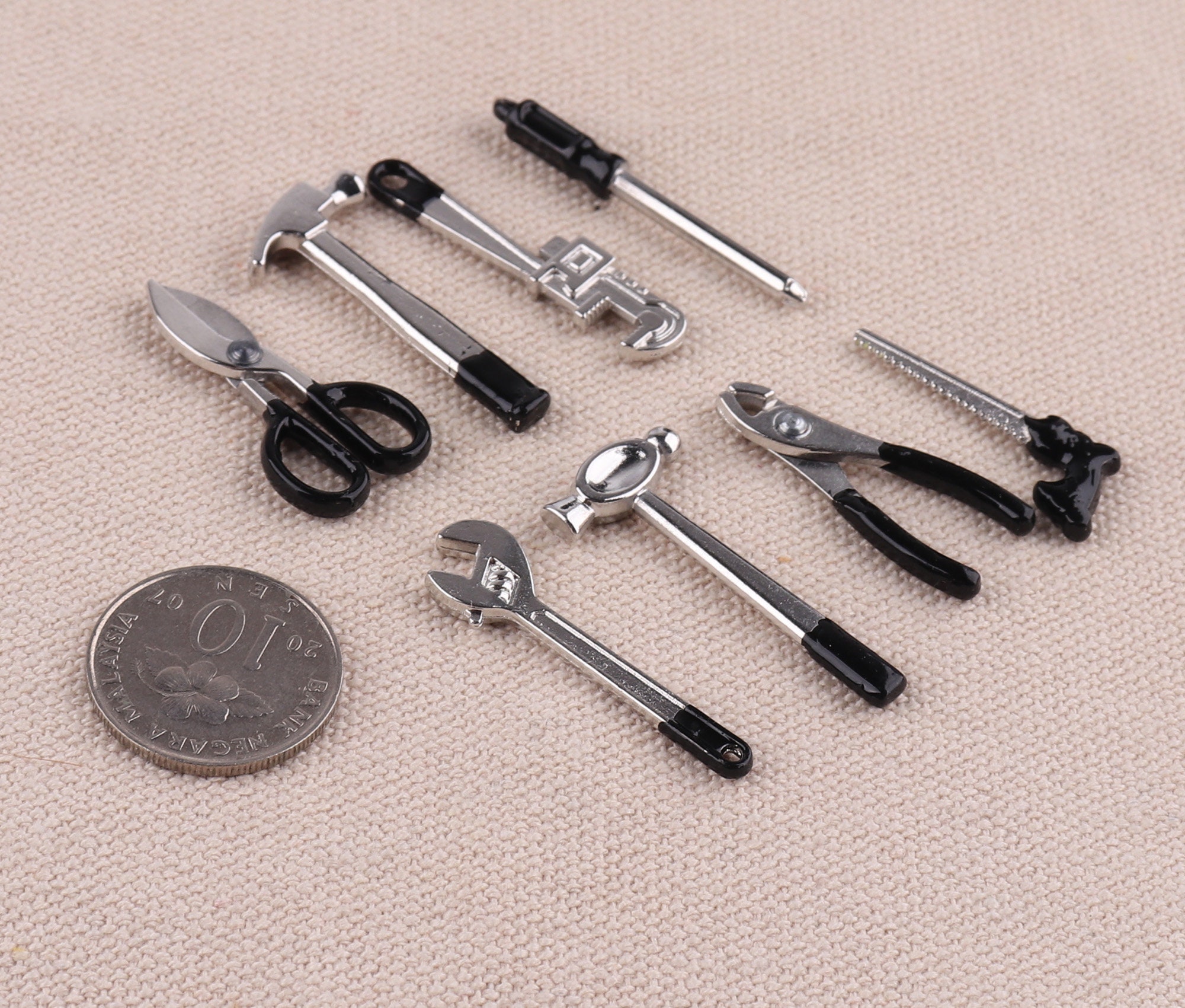Dollhouse Miniature Tool Box and Tools,mini Tools Set of 8 for ...