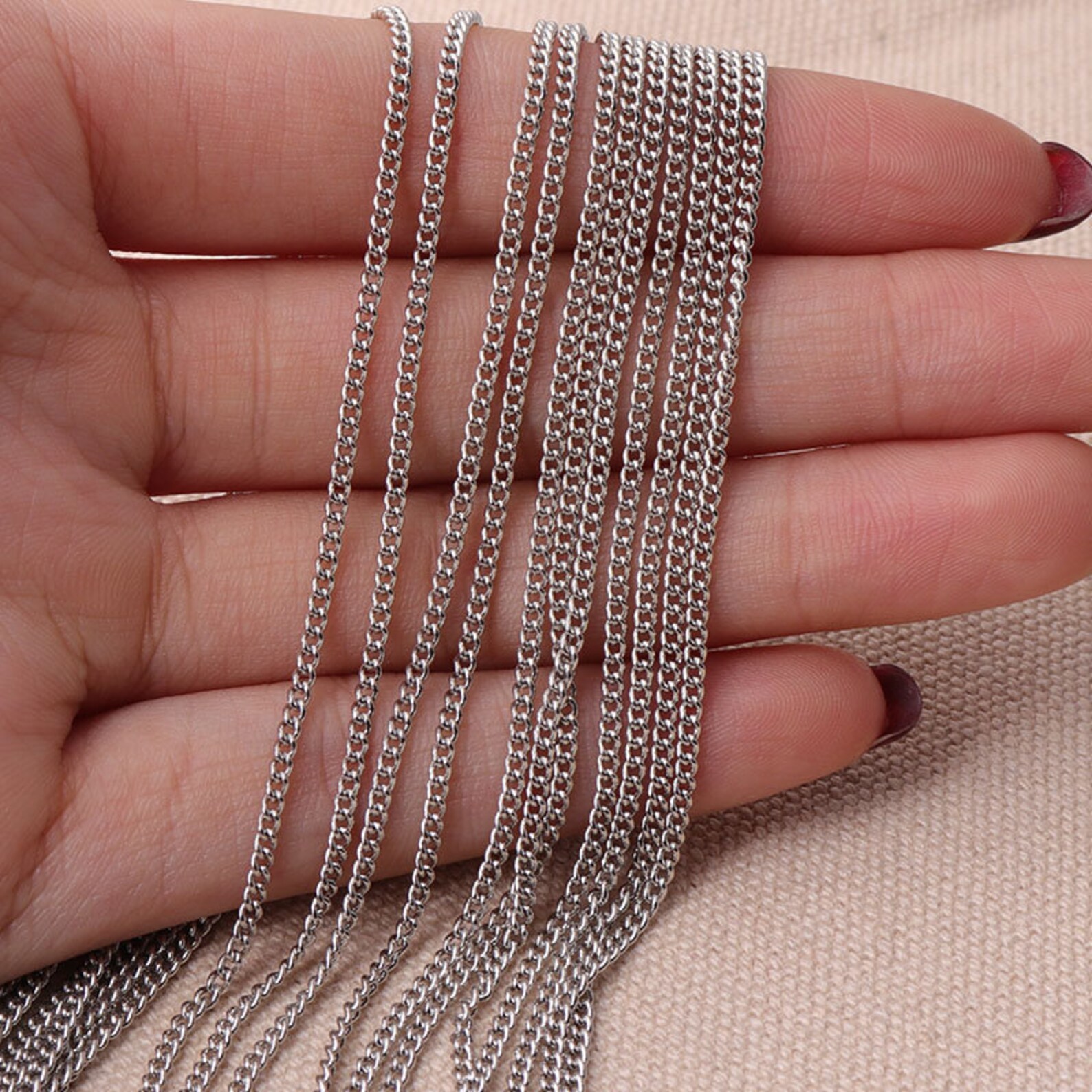 Plain Silver Chain Necklace 2mm Brass Chain Bulk Chain Simple - Etsy