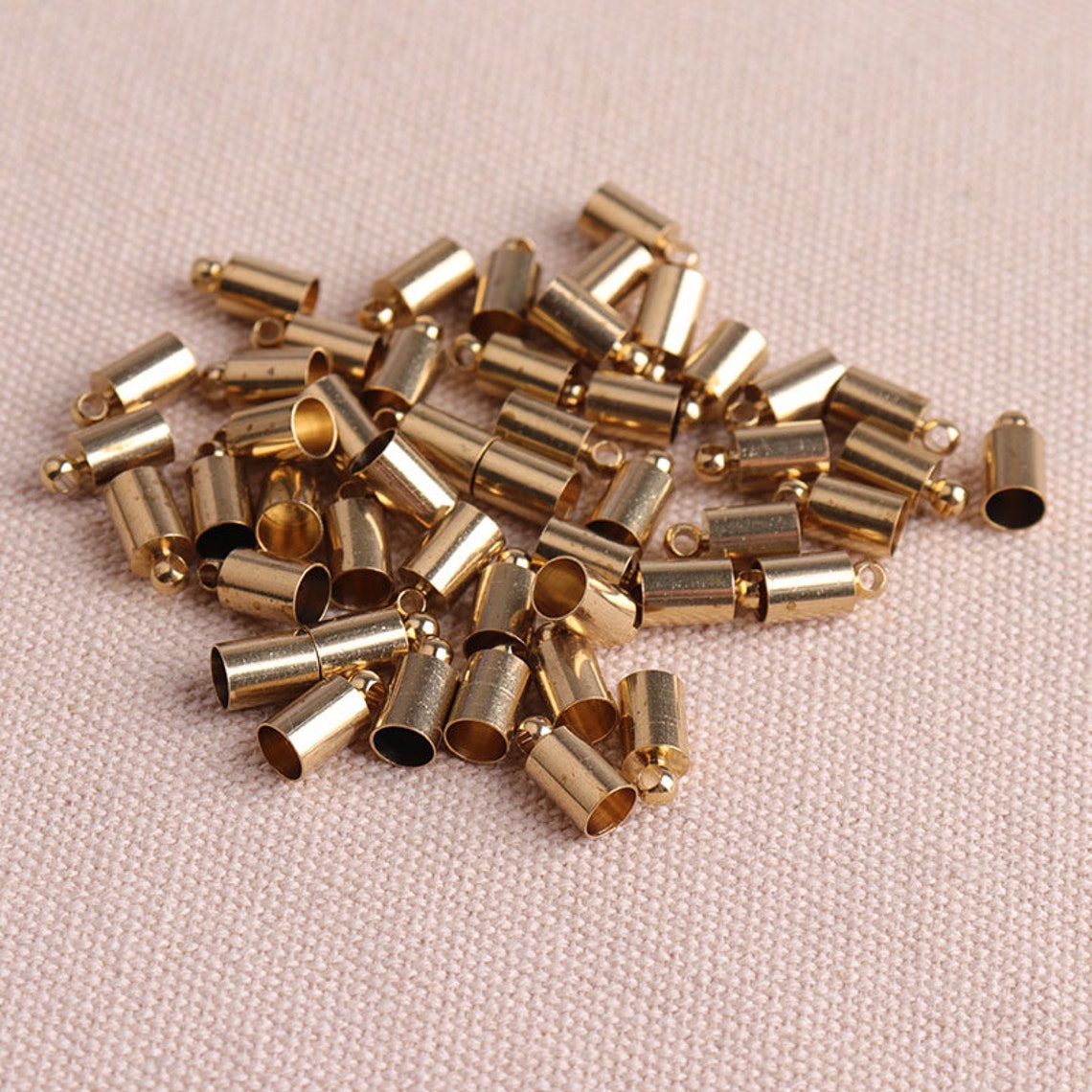 50pcs 4mm Inner Size End Cap Gold Caps for Leather Chaincord - Etsy