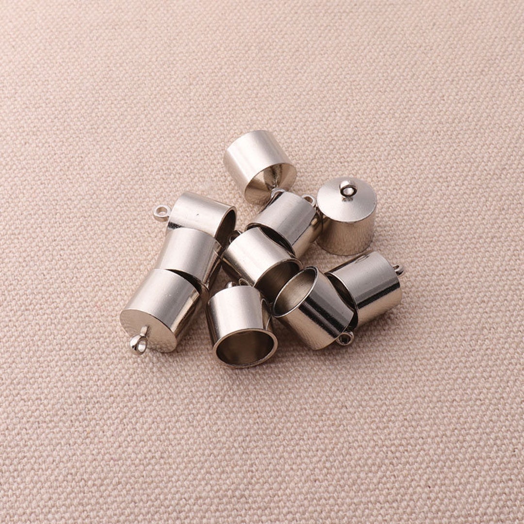 12pcs Cord End Caps Silver Tubes Cord Loops Perfect for 9mm Cords ...