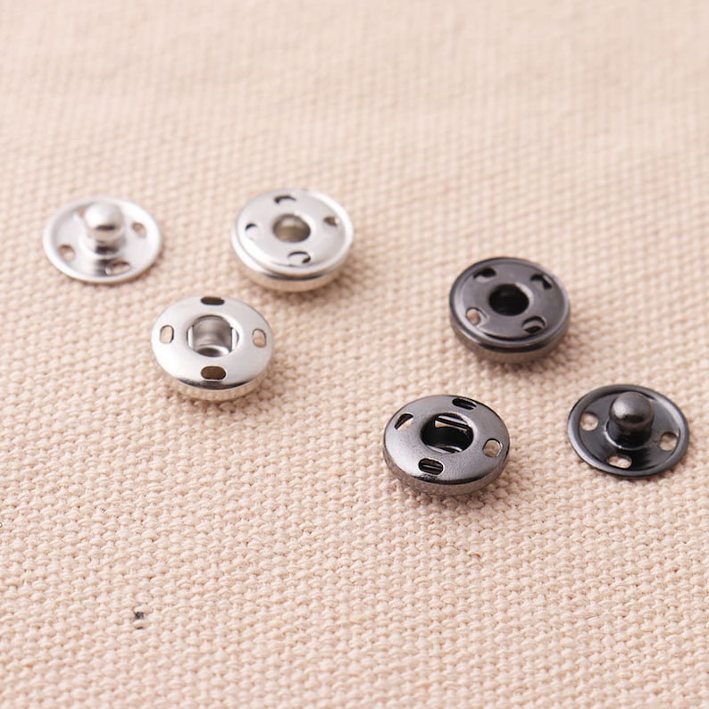 20sets Black and Silver 10mm Metal Snap Fasteners Press Studs - Etsy
