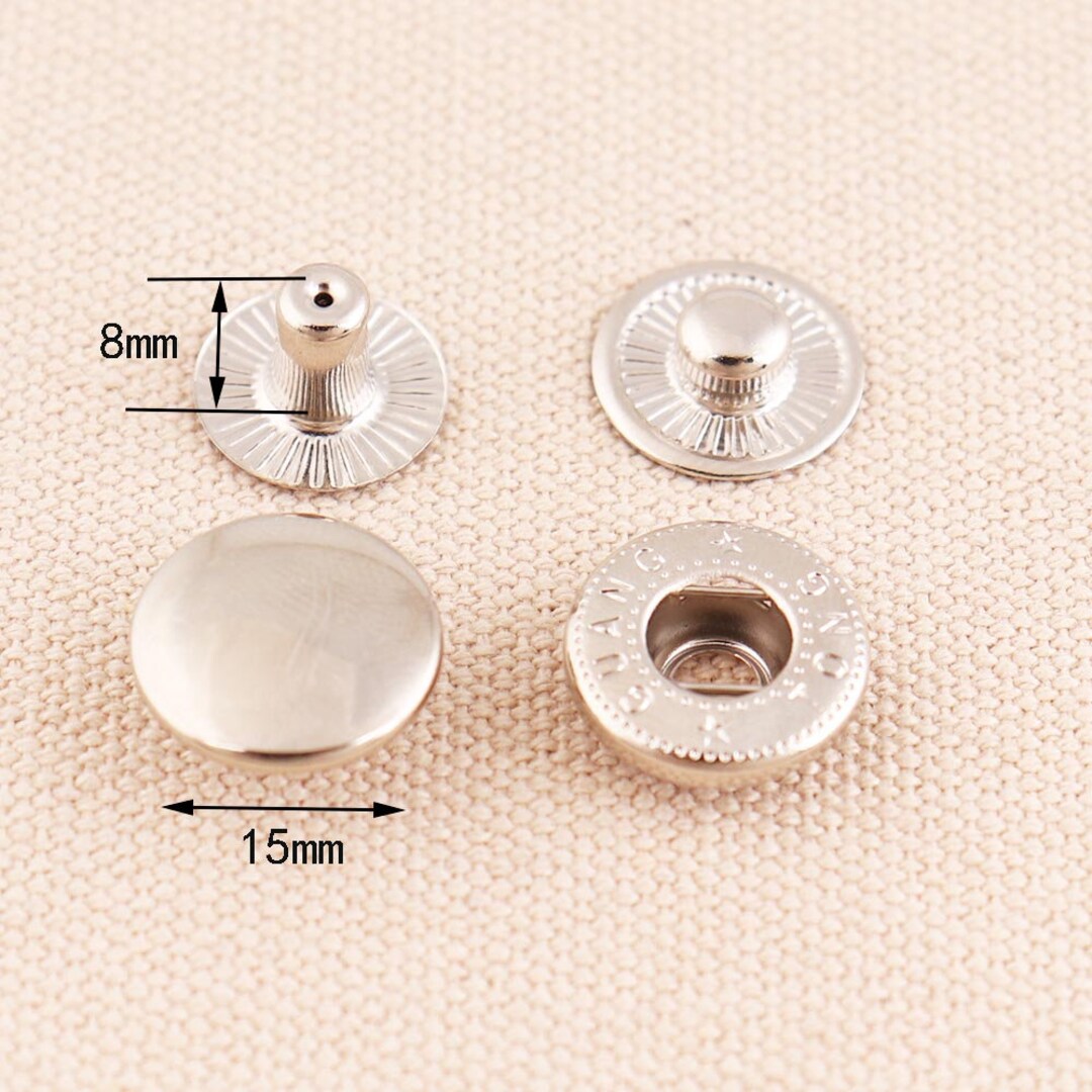 30sets Snap Fastener 15mm Silver Snap Buttons Press Stud Leather Craft ...
