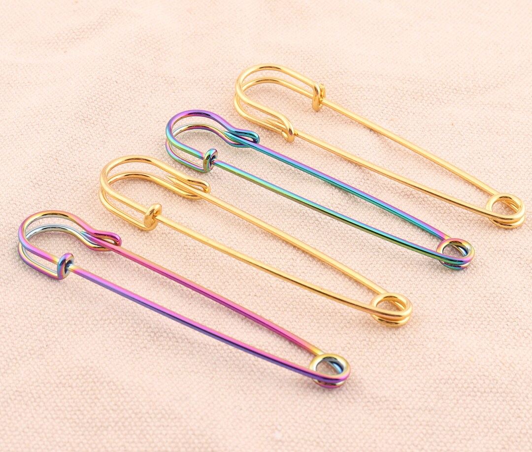 Rainbow Safety Pins 75mm Large Safety Pin Giant Safety Pins Giant Gold ...