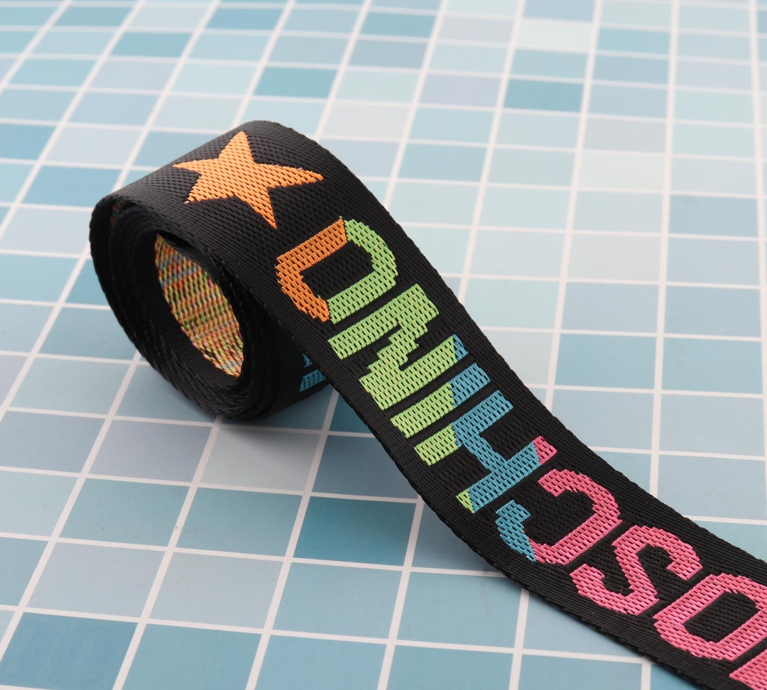 32mm Width Webbing Letter Pattern Cotton Polyester Colorful Ribbon ...