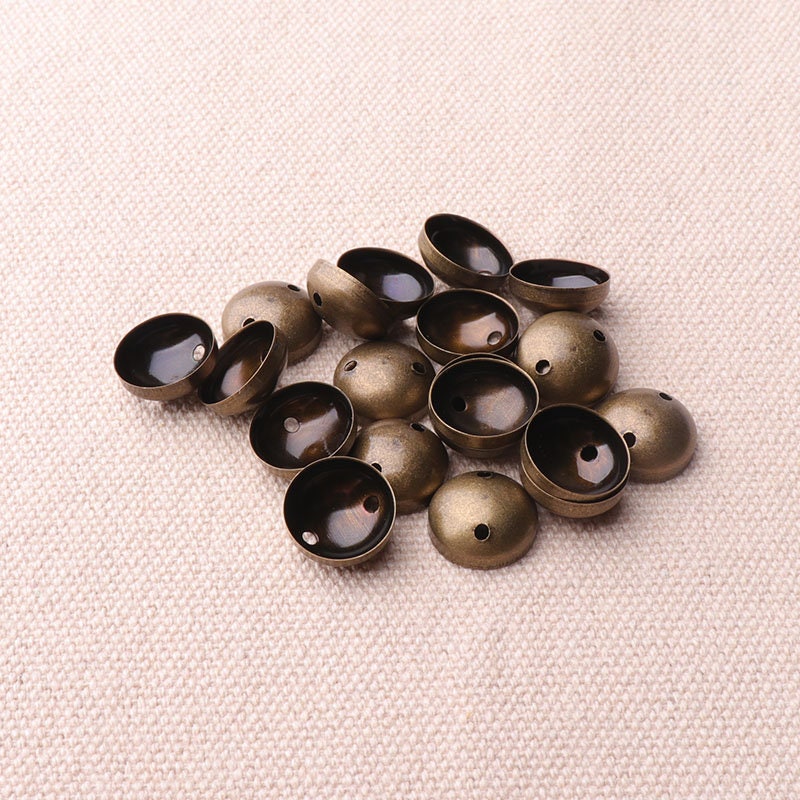 50pcs 11mm Bead Caps Bronze Shell Caps Round Smooth 2 Holes - Etsy