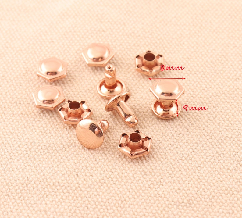 100pcs 89mm Double Cap Rivets Hexagon Shape Rose Gold Color | Etsy