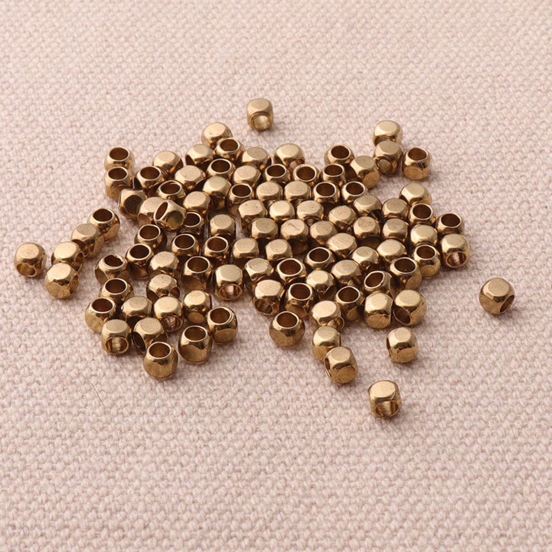 Small Beads Square Shape Tiny Beads 3mm Gold Beads for Necklace ...