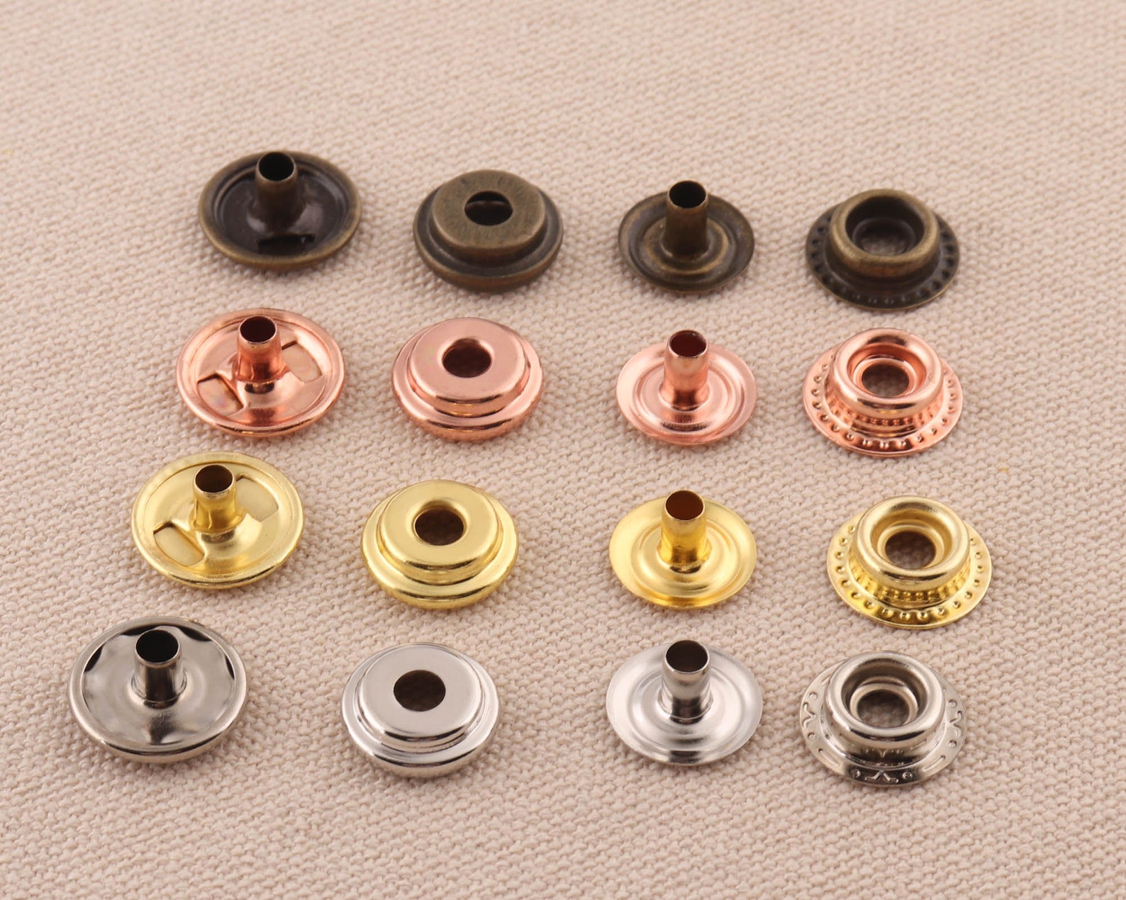 4 Parts Snaps Buttons Rose Gold /nickel/bronze/gold Color Press Buttons ...