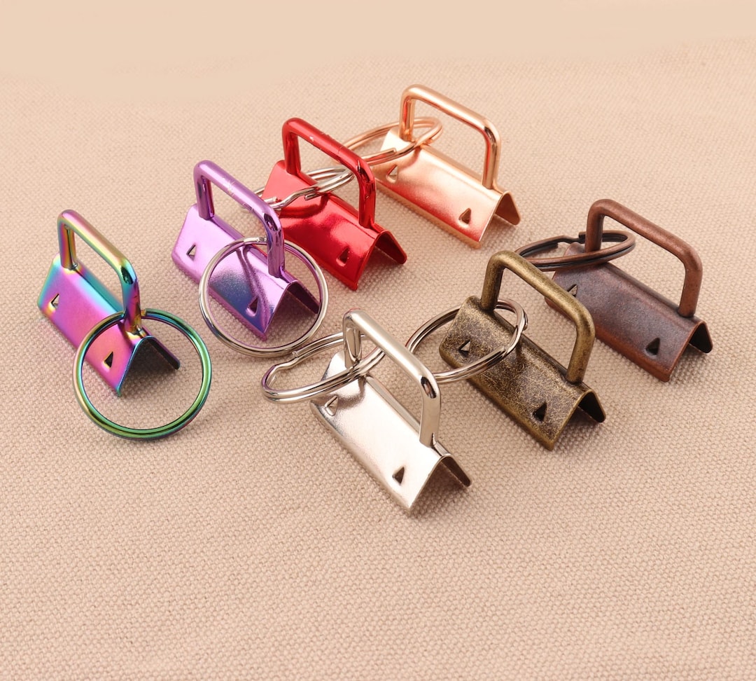 25pcs/lot Key Fob Hardware 32mm 1 1/4" Metal With Key Ring Split Ring ...