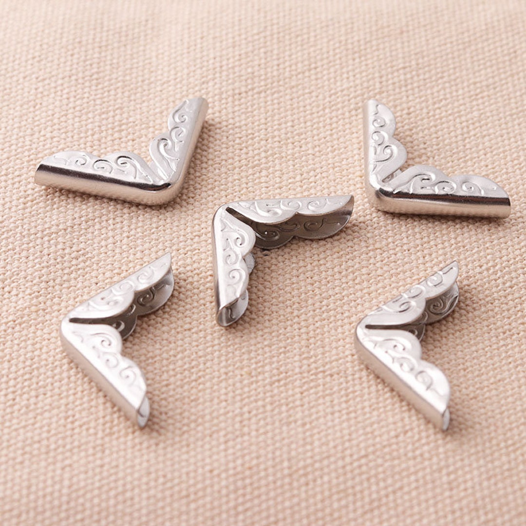 50pcs Metal Corner Protectors Embossed Protector Tips Silver Small 29 ...