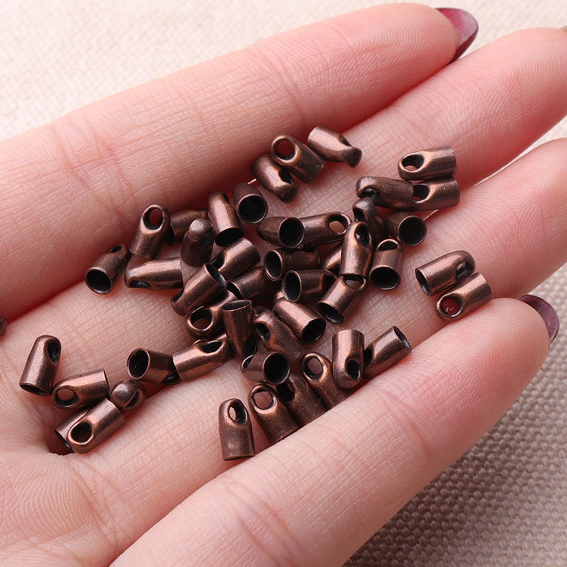 200pcs Cord End Caps Red Copper Tubes Cord Loops Perfect for - Etsy