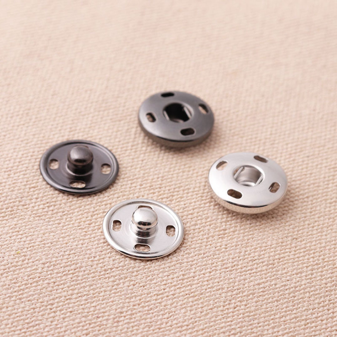 8 Sets Black and Silver 17mm Metal Snap Fasteners Press Studs Two Parts ...