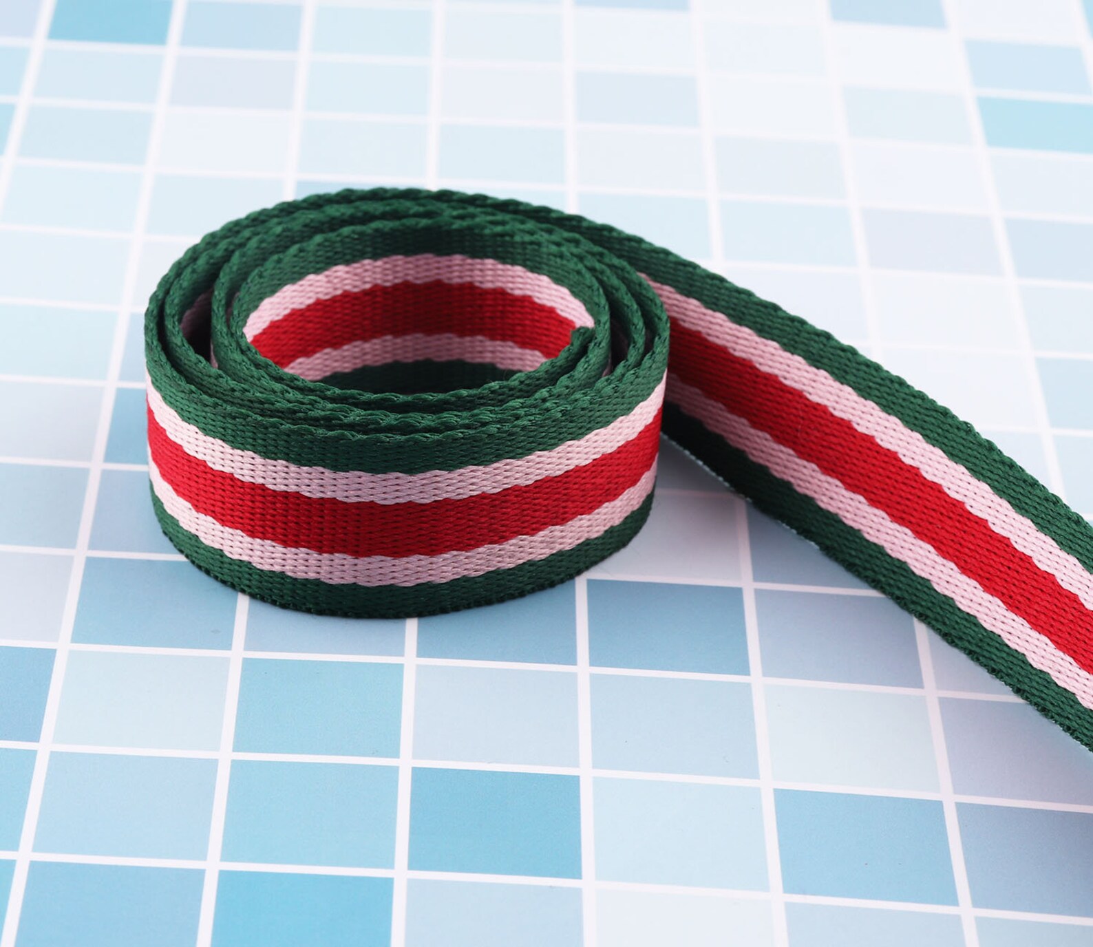 1 Inch 25mm Colored Striped Elastic, Green,pink,red Elastic Webbing ...