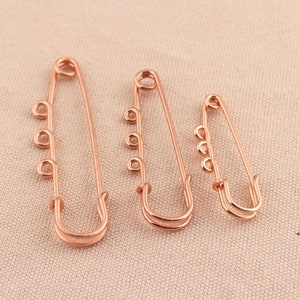 6pcs 50mm/65mm/79mm Rose Gold Color Kilt Pin With Loops Safety Pin Brooch Pins Large Safety Pins ...