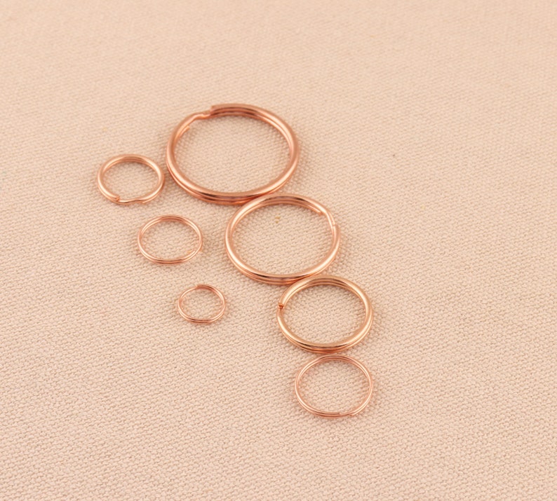 100pcs 10/12/14/15/16/20/25/30mm Key Ring Rose Gold Color Key Chain ...