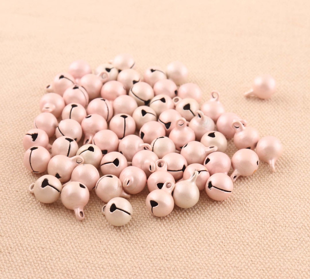 100pcs Pink Color Small Bell Jingle Bell 8mm Metal Loose Beads ...