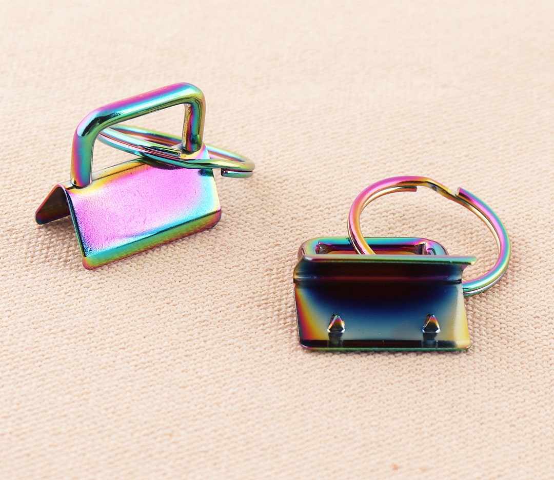 12pc Rainbow Key Fob Hardware With Key Rings 25mm Colorful Key Chain ...
