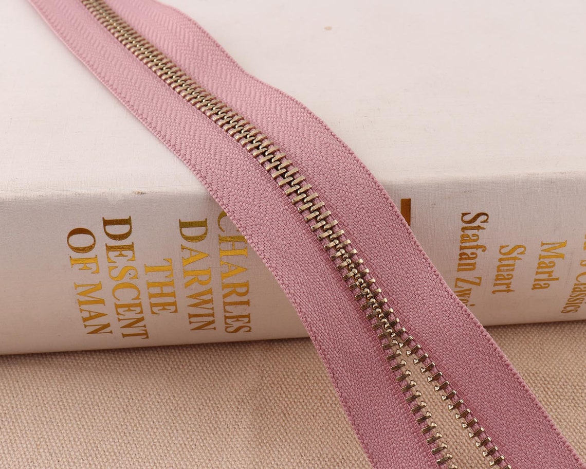 5 yards pink color Nylon zipper pouchmetal teeth zippers for | Etsy