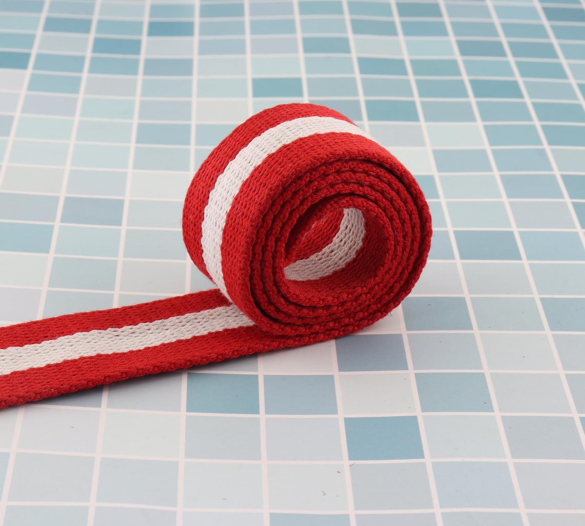 3 Yards Nylon Webbing Stripe Red & White Color Strong Cotton - Etsy
