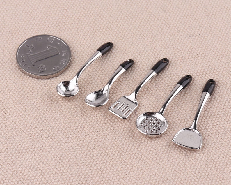 Dollhouse Miniature Metal Cooking Utensil Miniature Cookware With Stand ...