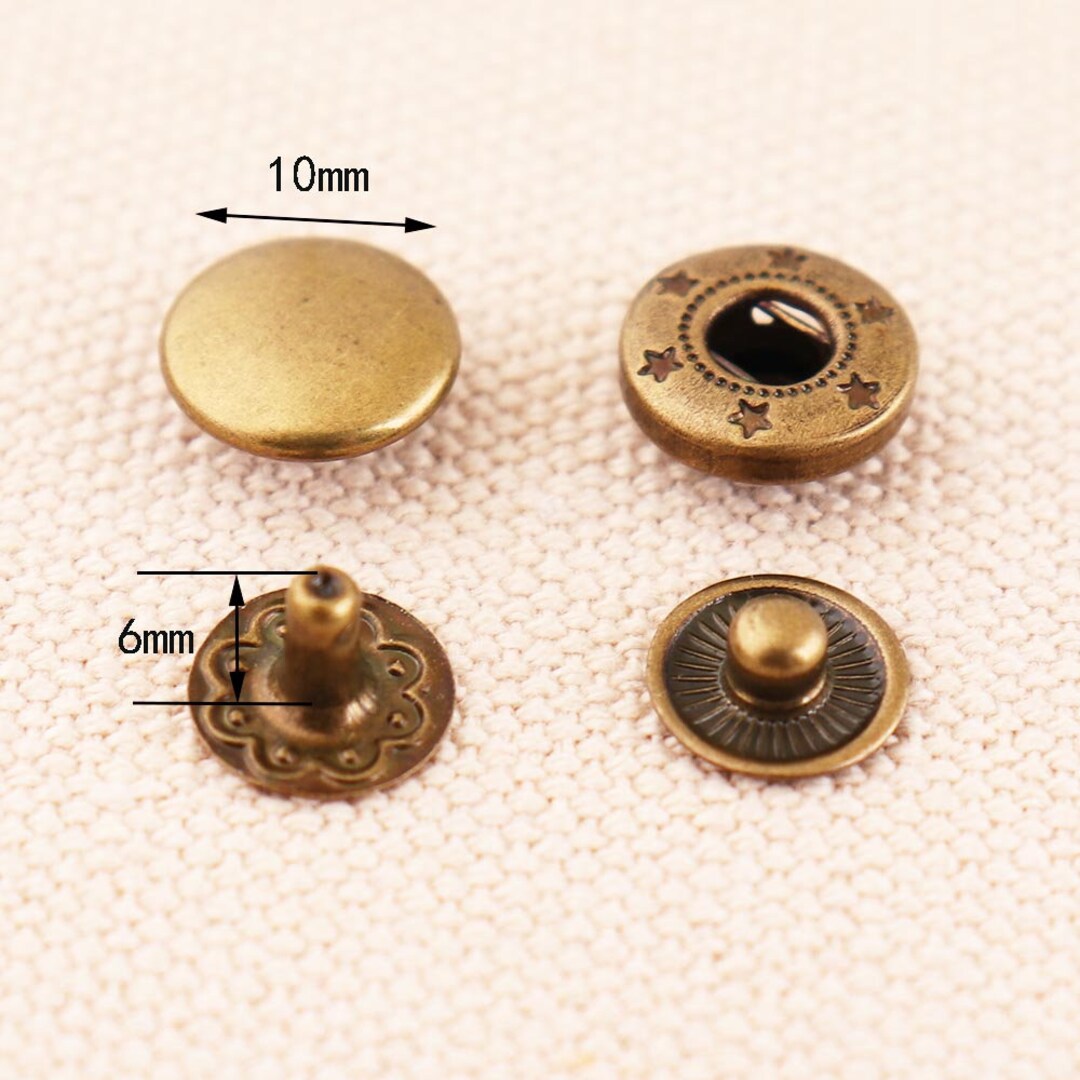 30sets 10mm Bronze Snap Fastener Snap Buttons Press Stud Leather Craft ...