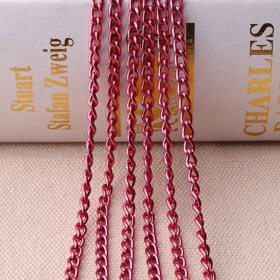 Pick Your Length-pink Color Chain Necklace Thin Chains Oval | Etsy