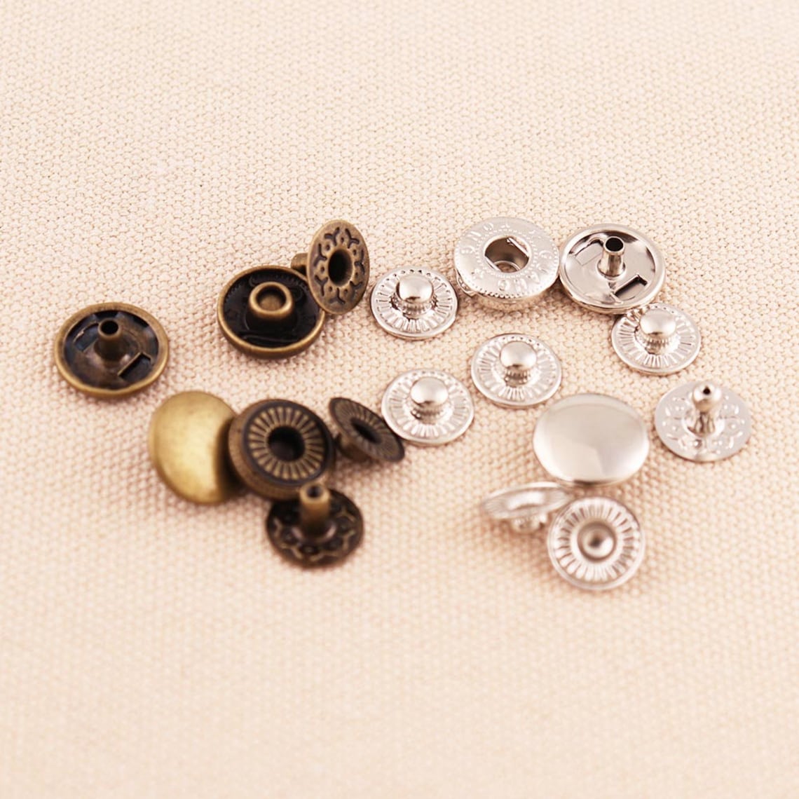 50sets Snap Fastener Metal Snap Button Shank Buttons for | Etsy