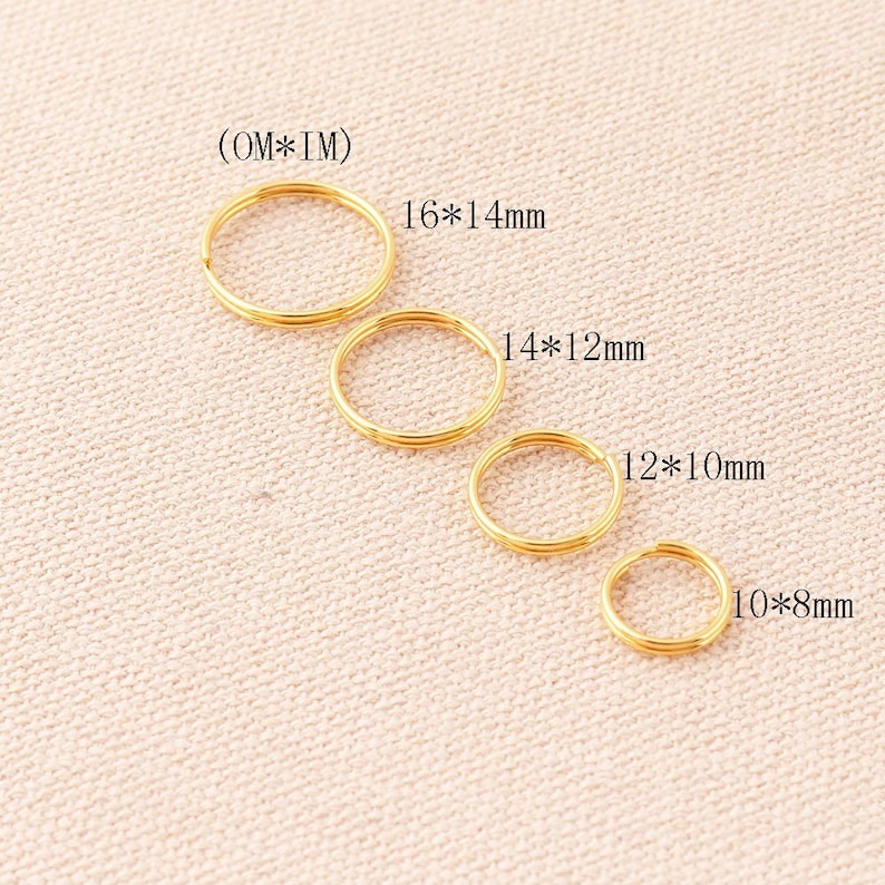 200pcs Gold Color Small Key Rings 16/14/12/10mm Outer Metal - Etsy