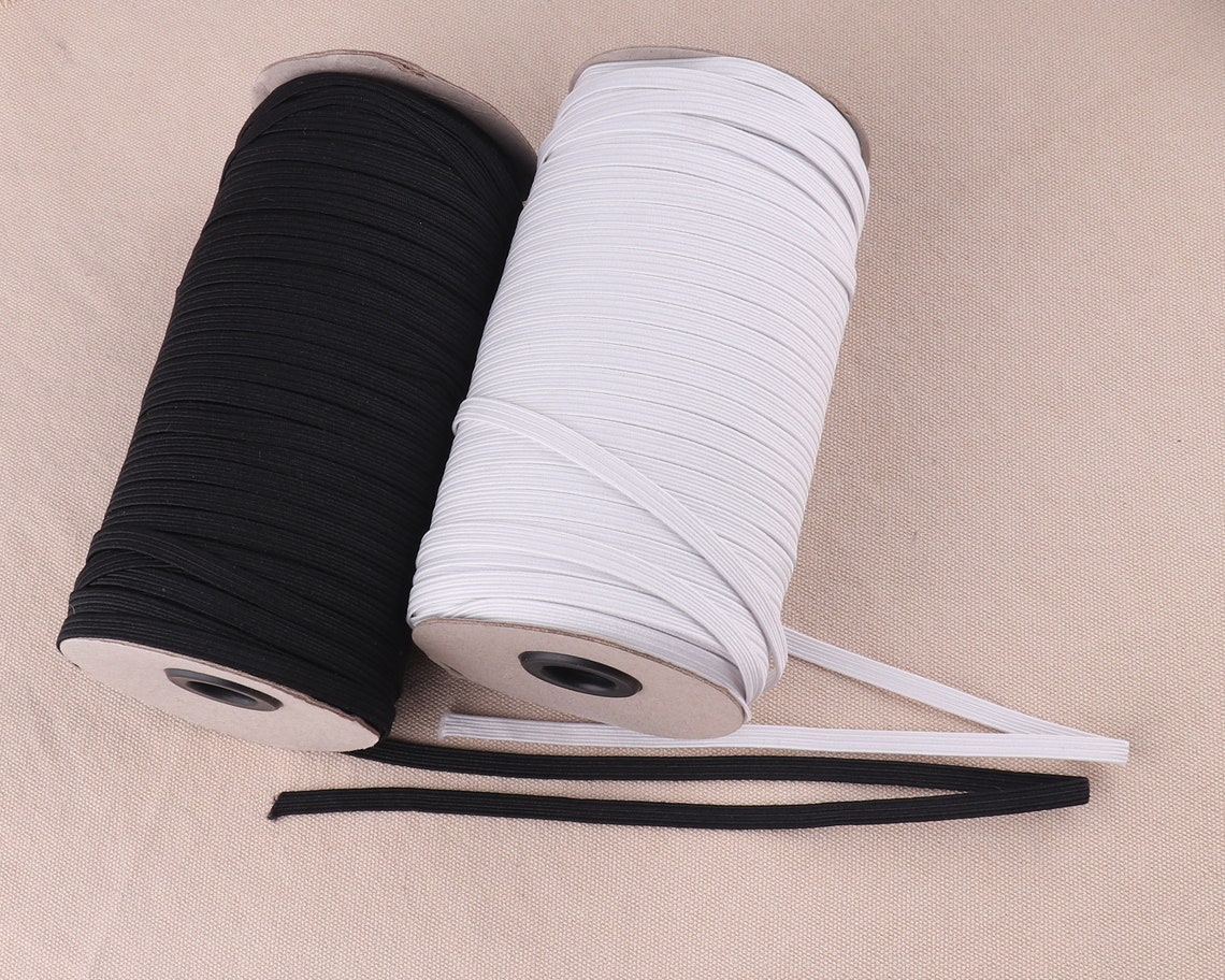 Black and White Flat Elastic Band Cord5mm Flat Elastic - Etsy