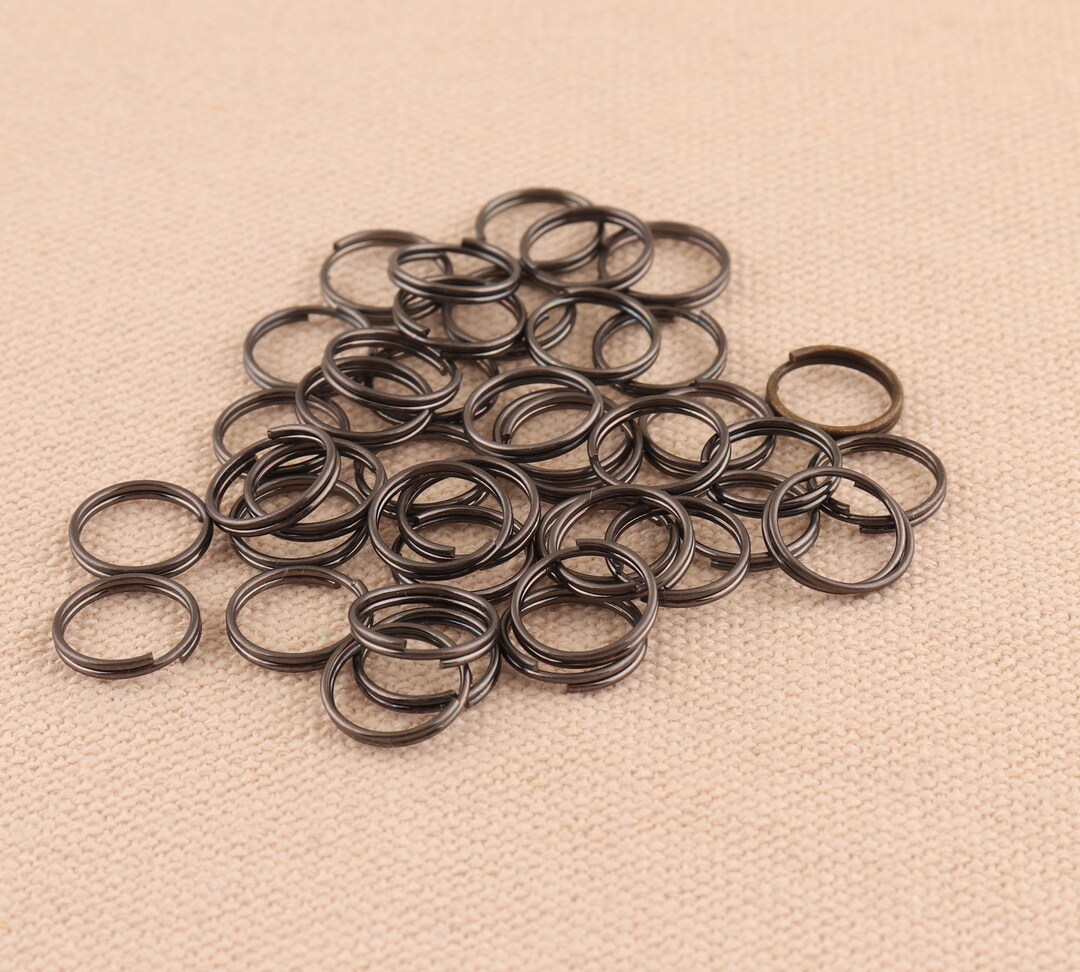 200pcs 10mm Iron Key Ring Metal Gunmetal Split Ring Key Chain Open Jump ...