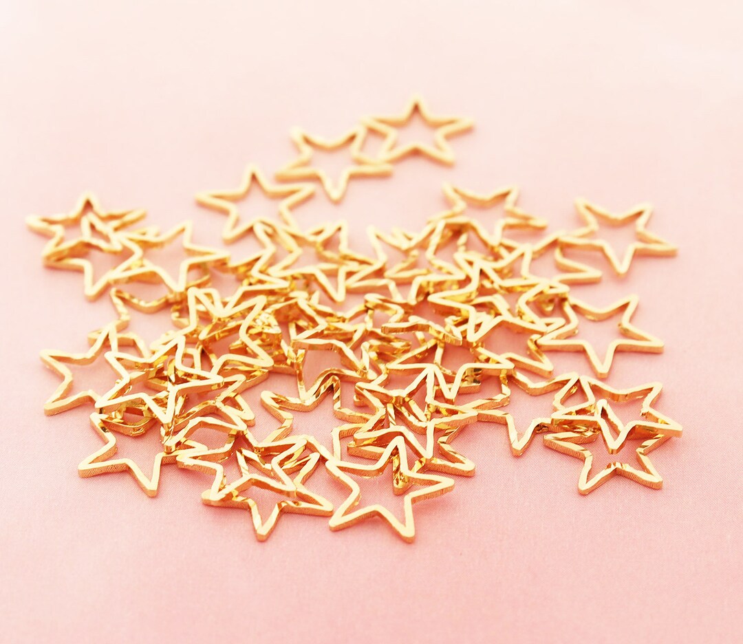 20pc Star Charm, 18K Shiny Gold Plated Brass, Star Charm / Pendant ...