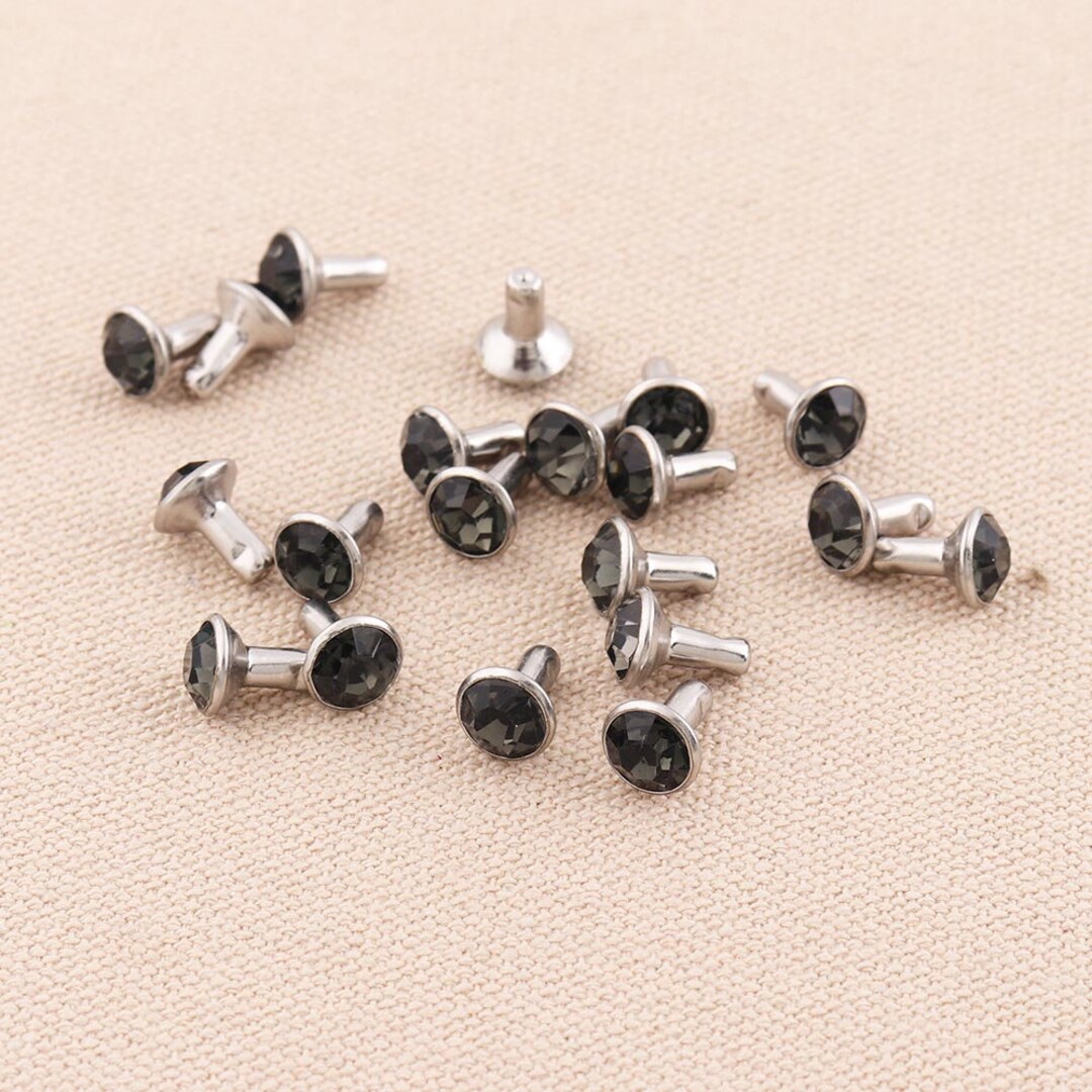 30pcs rivetti per artigianato in pelle, 10 * 7mm nero borchie per cuoio ...