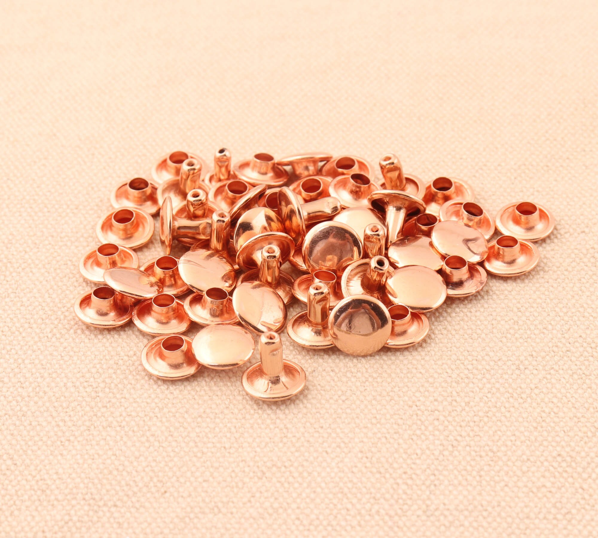 100pcs Double Cap Rivets rose gold color metal Spike Stud | Etsy
