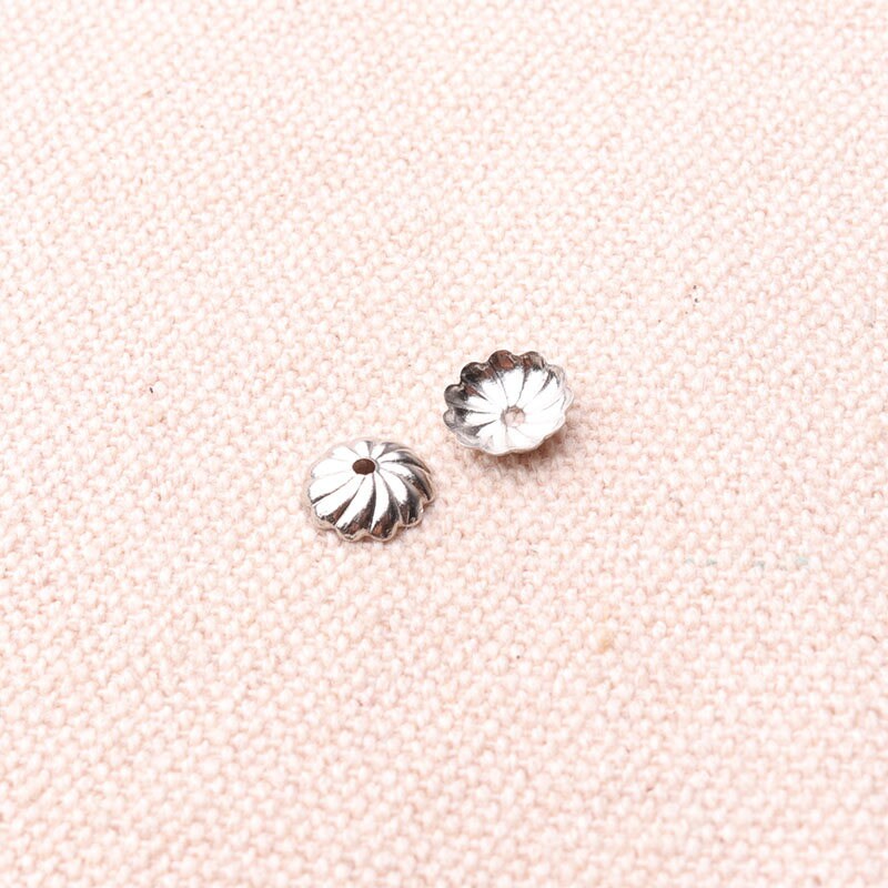 50pcs Tiny Flower Caps 7mm Silvery Color Fluted Mini Dome Caps Small ...
